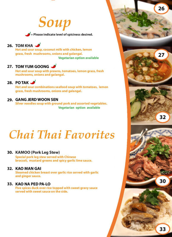 Menu - Chai Thai Noodles